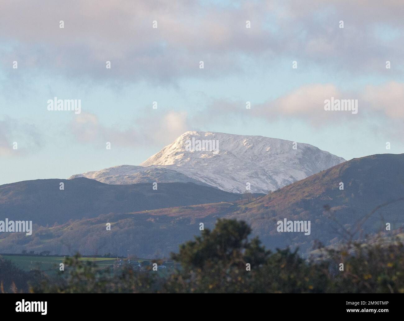 Snow covered peak in Snowdonia North Wales Stock Photo - Alamy