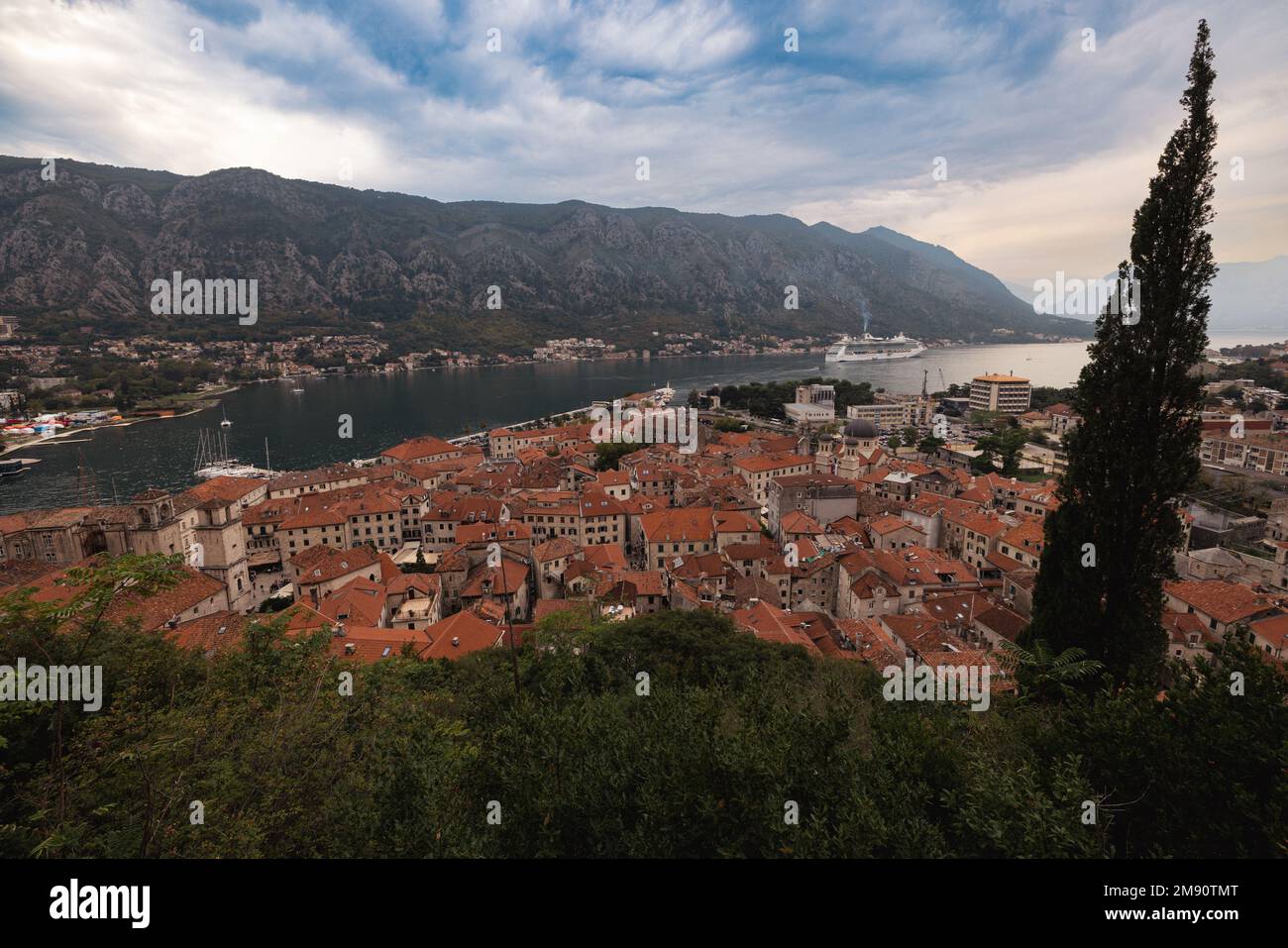 Elevated view of the harbour, Kotor, Montenegro Stock Photo - Alamy