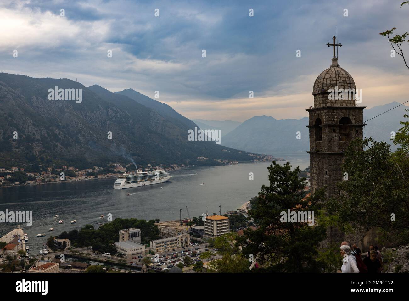 Elevated view of the harbour, Kotor, Montenegro Stock Photo - Alamy