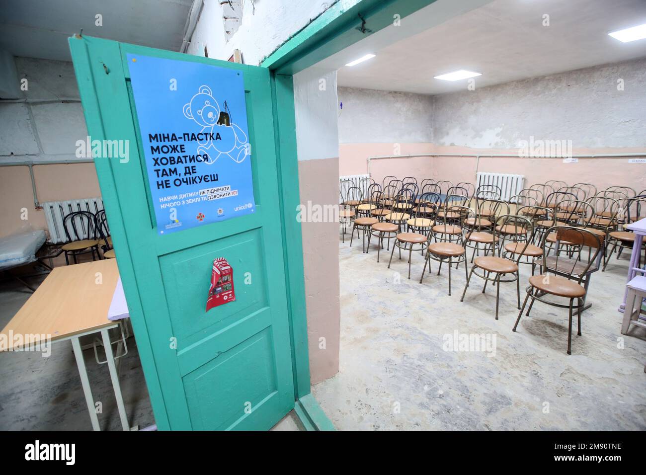 Non Exclusive: IVANIVKA, UKRAINE - JANUARY 14, 2023 - A bomb shelter is ...