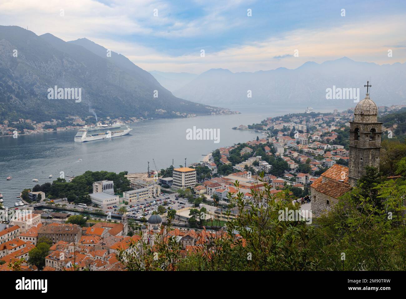 Elevated view of the harbour, Kotor, Montenegro Stock Photo - Alamy