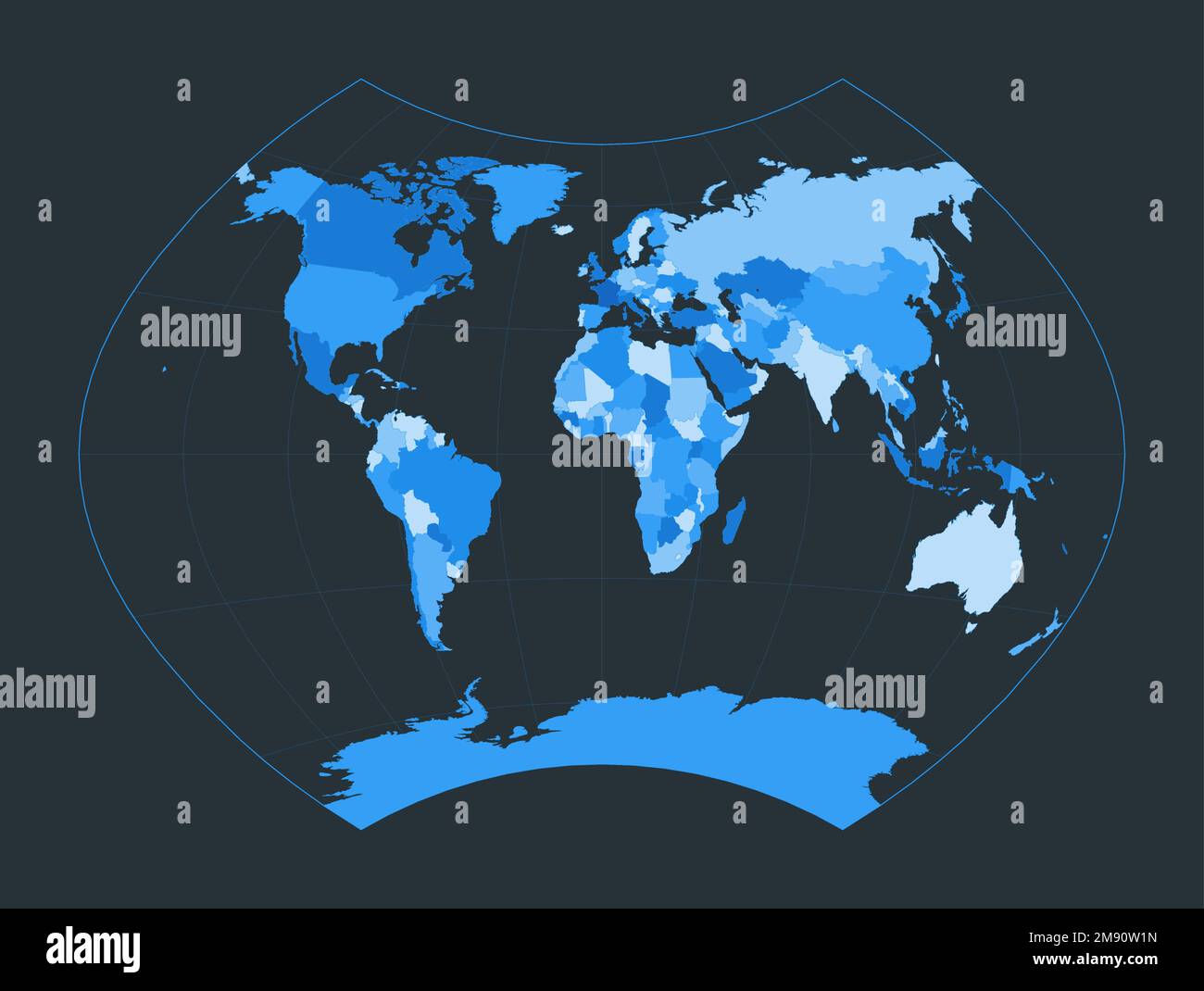 World Map. Ginzburg IX projection. Futuristic world illustration for ...