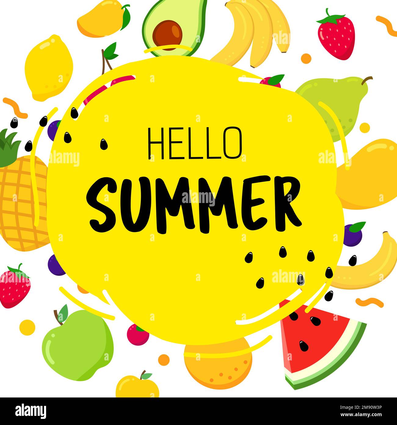 Bright summer background with fruits. Hello summer Stock Vector Image & Art - Alamy