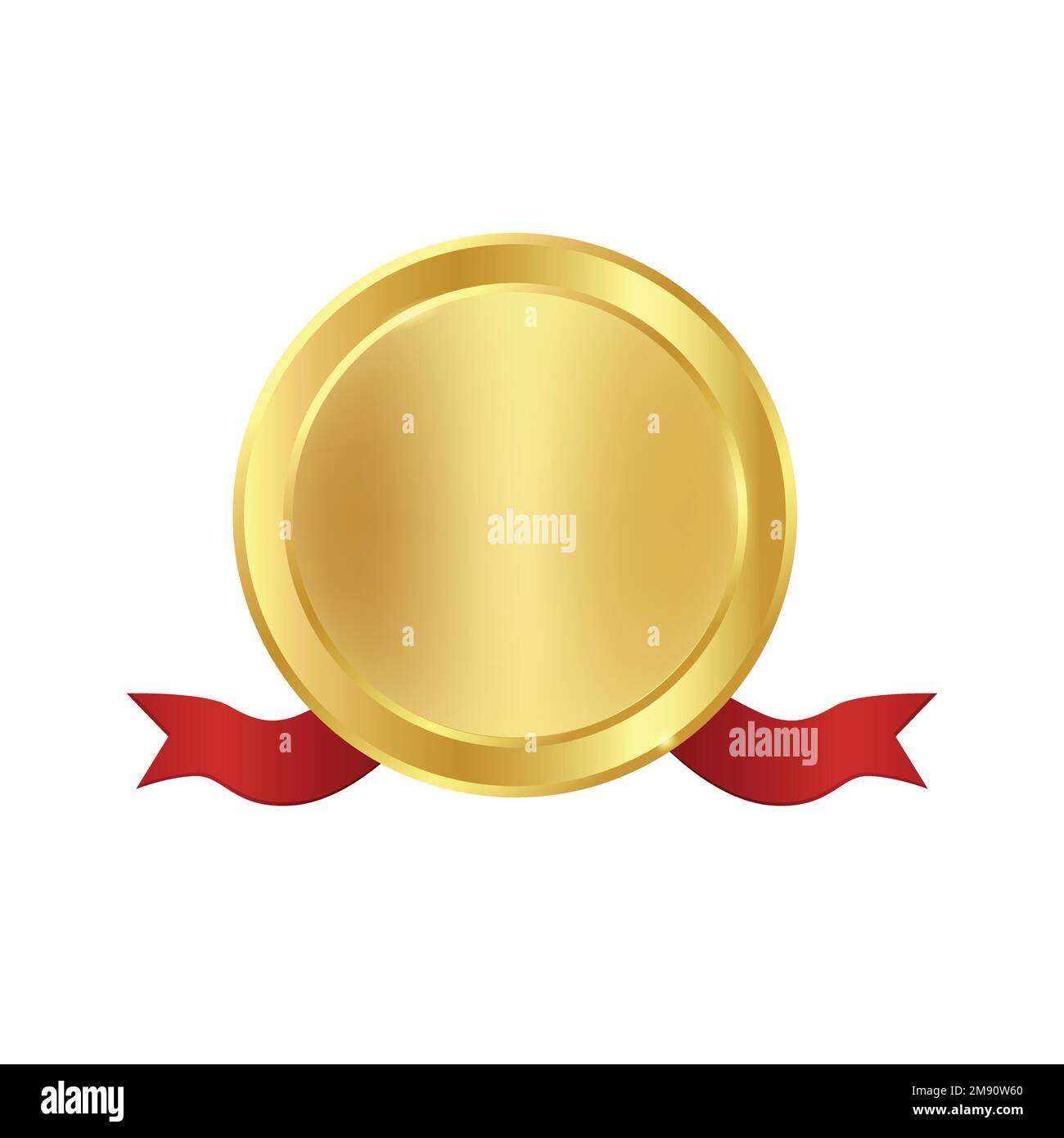 Gold medal with red ribbons. Award to winner of competition Stock ...