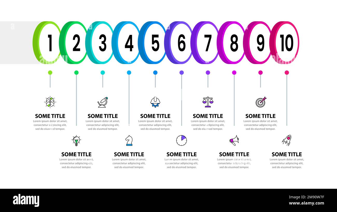 Infographic template with icons and 10 options or steps. Can be used for workflow layout ...