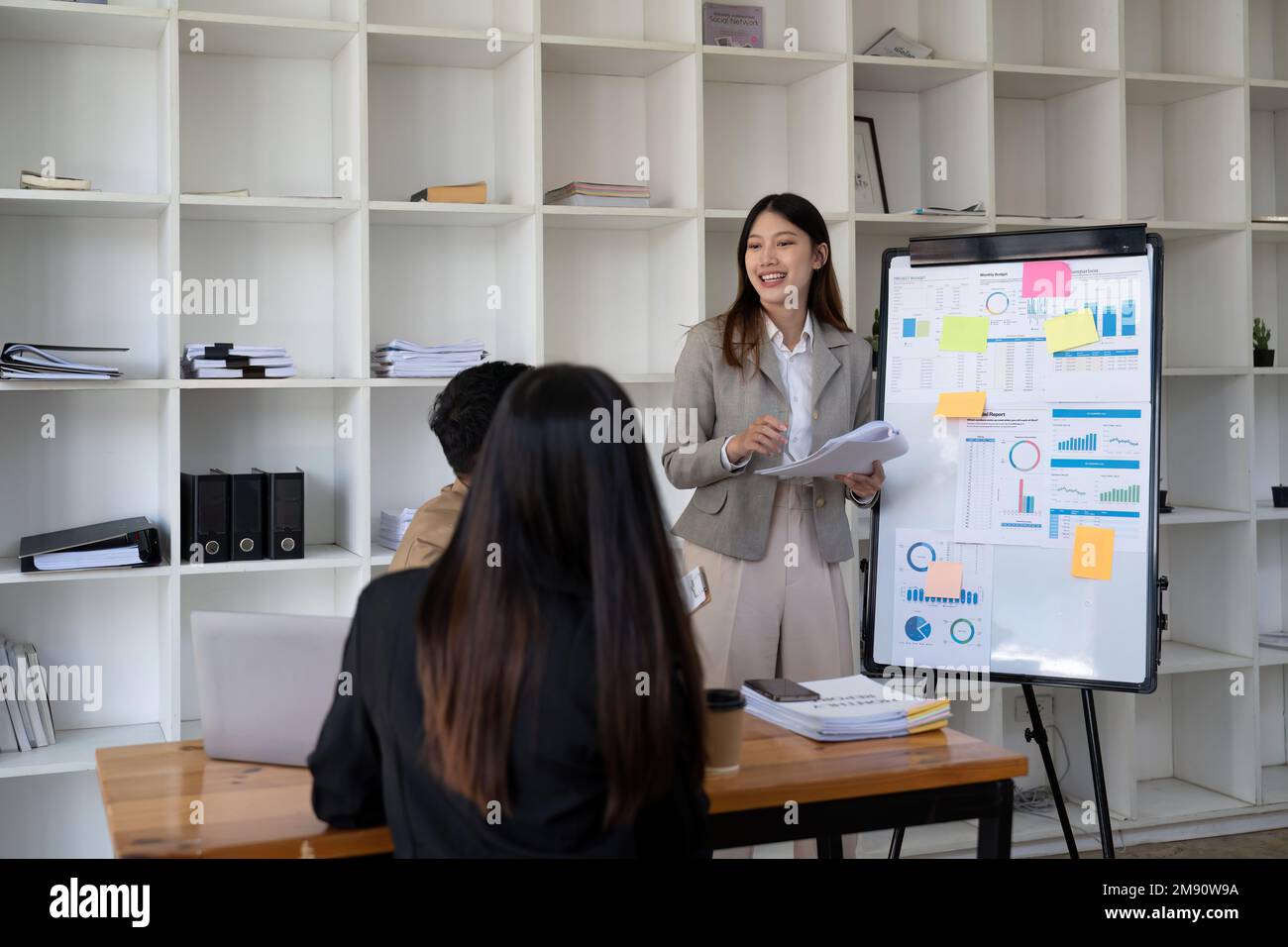 Business team meeting and presenting business results discussion and ...