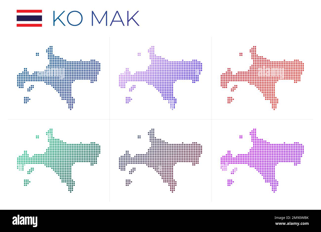 Ko Mak dotted map set. Map of Ko Mak in dotted style. Borders of the ...