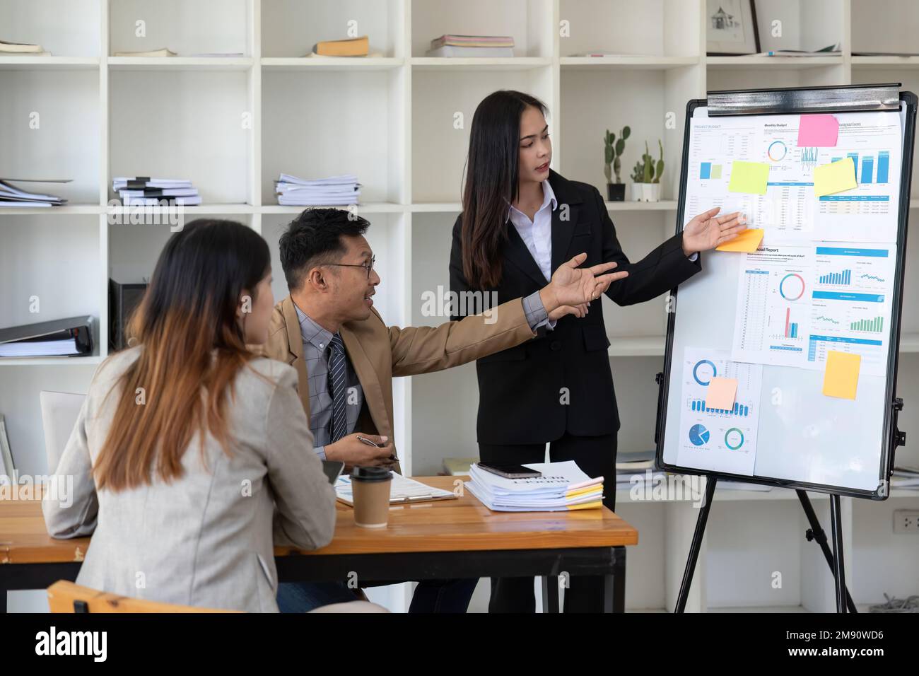 Business team meeting and presenting business results discussion and ...