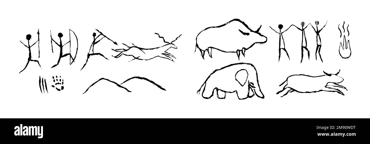Rock primitive painting of hunting Stock Vector Image & Art - Alamy