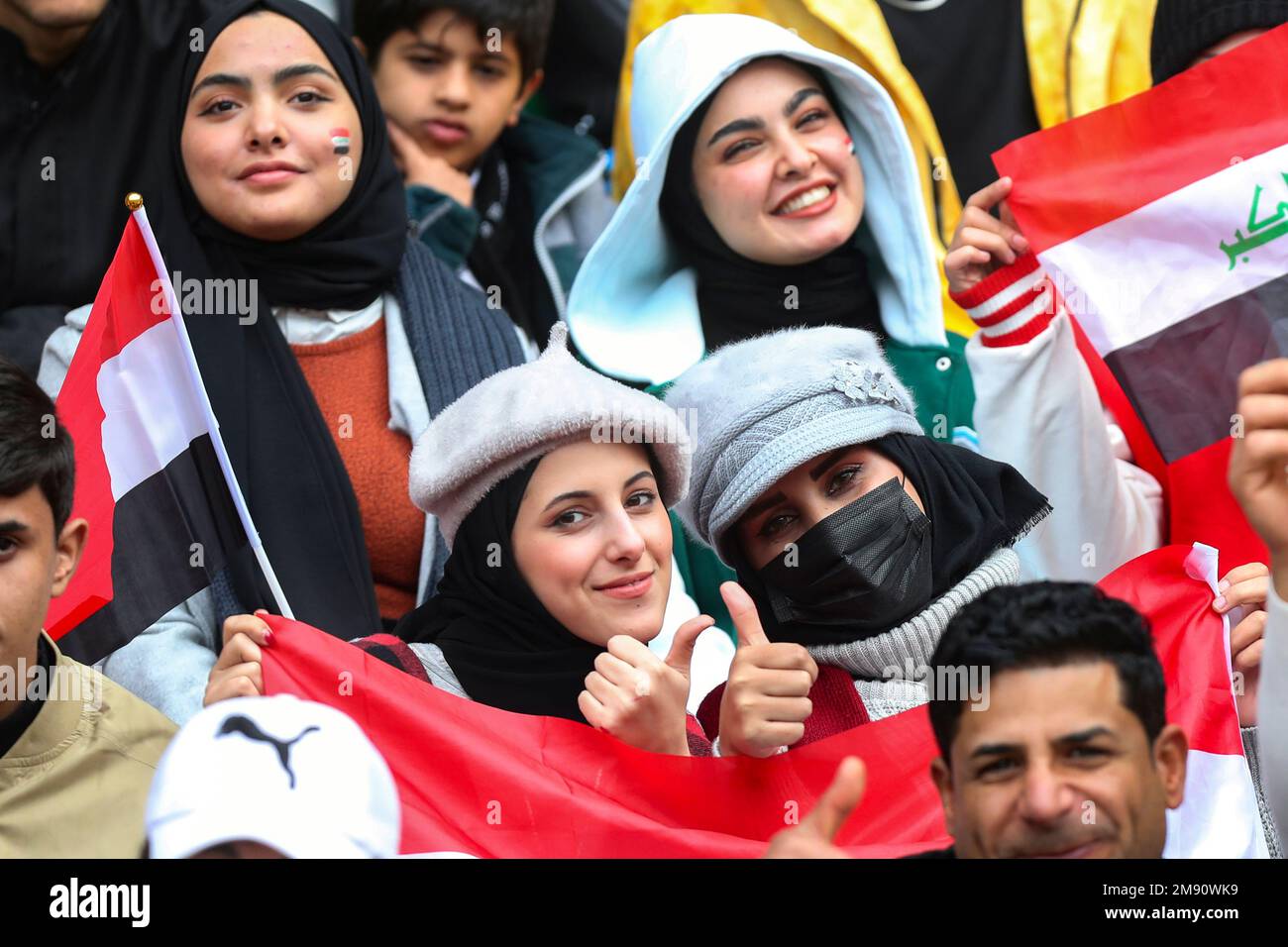 Iraqis fans wait inside the stadium before the Arabian Gulf Cup's ...