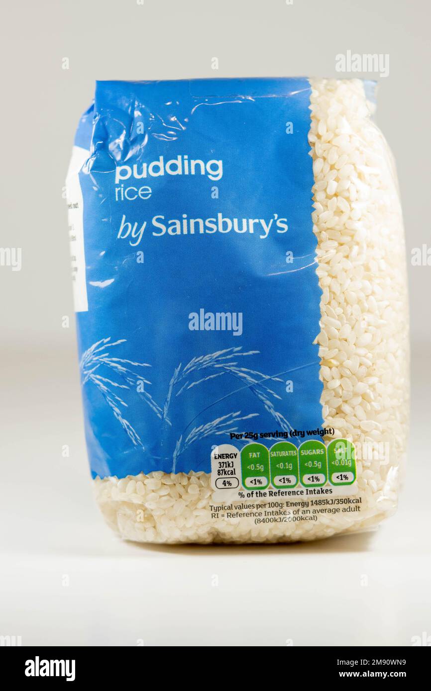 A full bag of Sainsbury’s white rice Stock Photo - Alamy