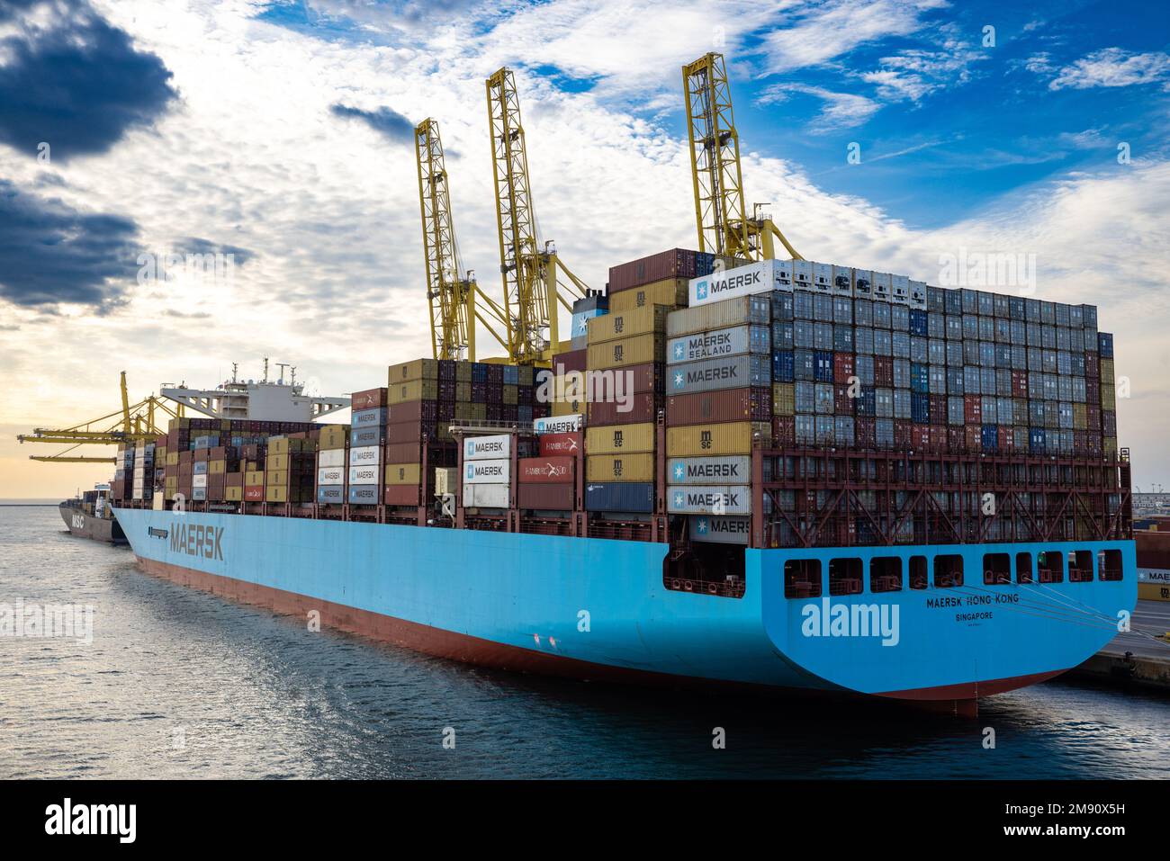Loaded Container ship in port Photographed on the Adriatic Sea Stock ...