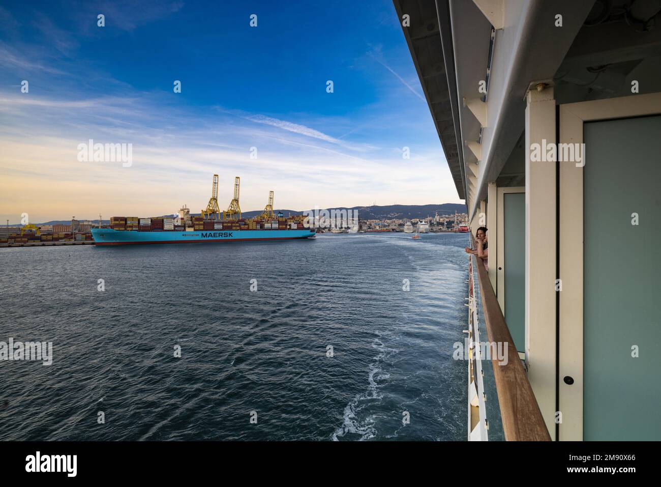 Loaded Container ship in port Photographed on the Adriatic Sea Stock ...