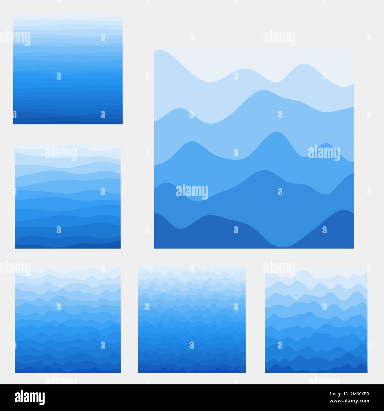 Abstract waves background collection. Curves in blue colors. Attractive ...