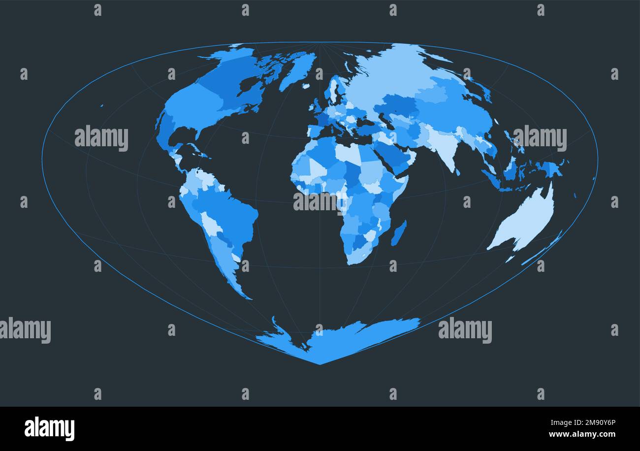 World Map. Bottomley projection. Futuristic world illustration for your ...