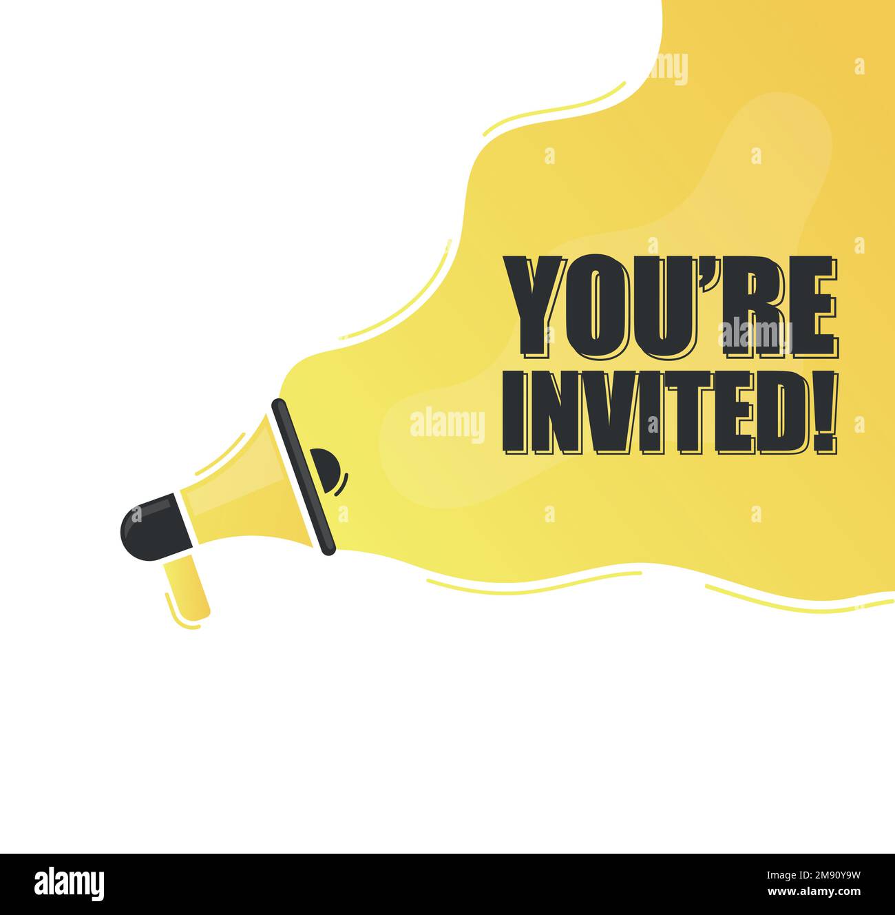 You're invited. Megaphone alert message. Special offer sign ...