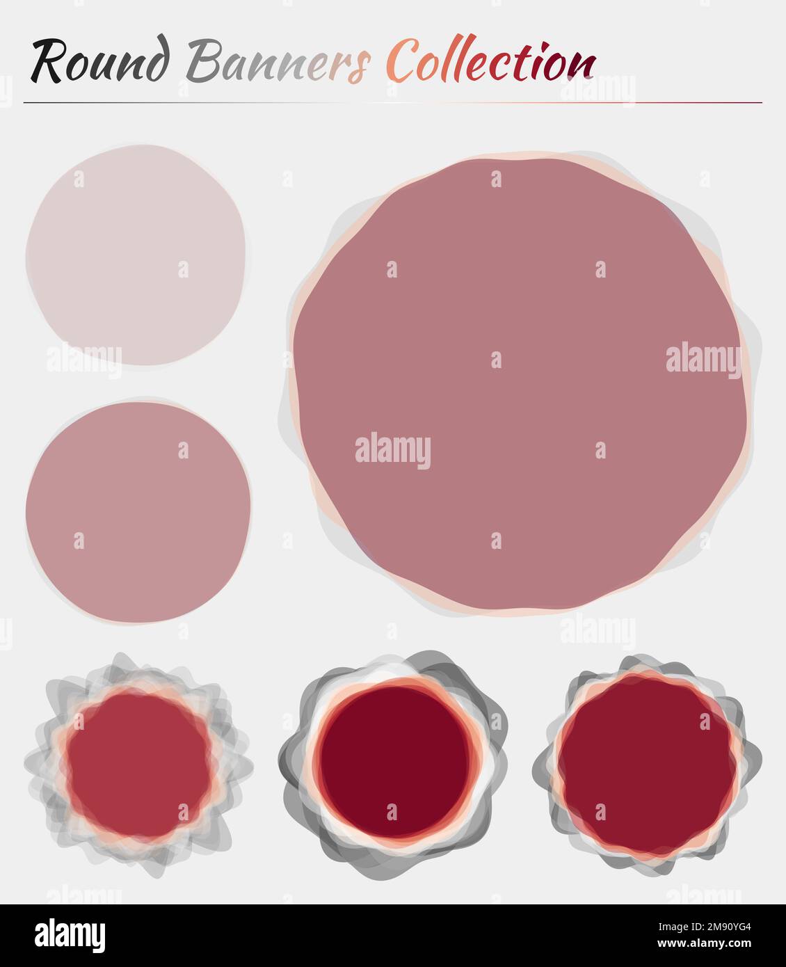 Colorful round abstract shapes. Circular backgrounds in red and grey ...
