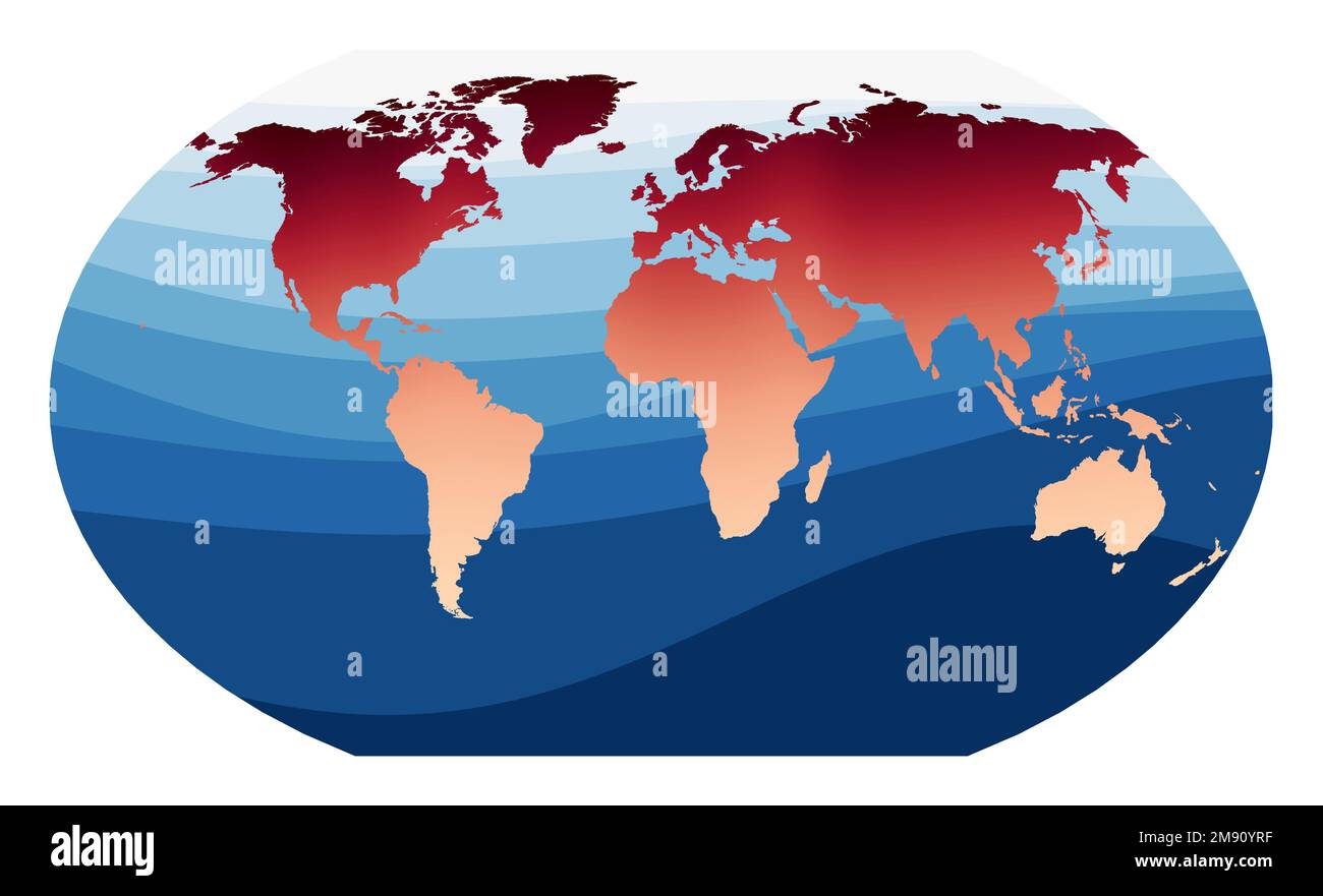 World Map Vector Kavrayskiy Vii Pseudocylindrical Projection World In Red Orange Gradient On