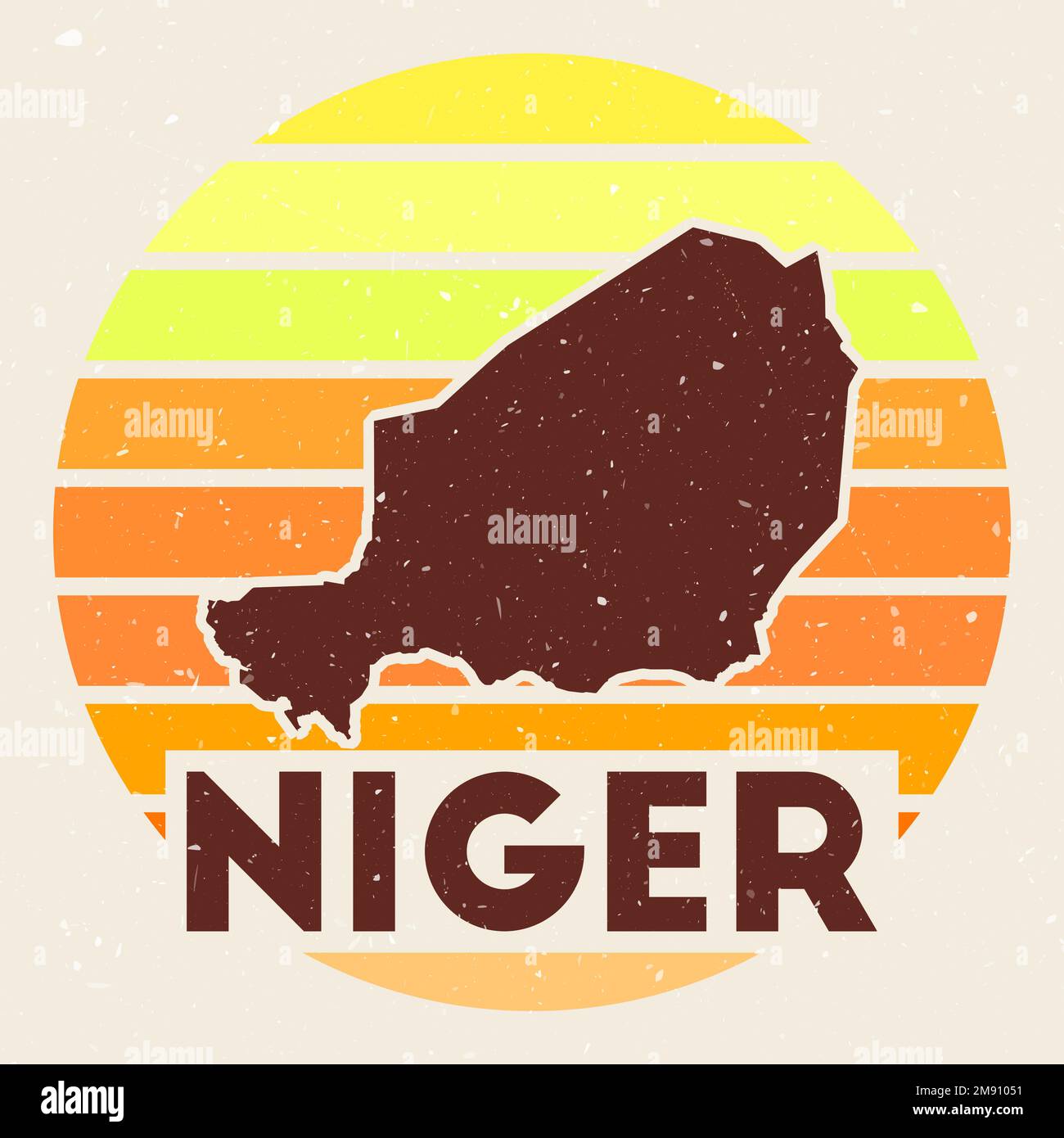 Niger logo. Sign with the map of the country and colored stripes ...
