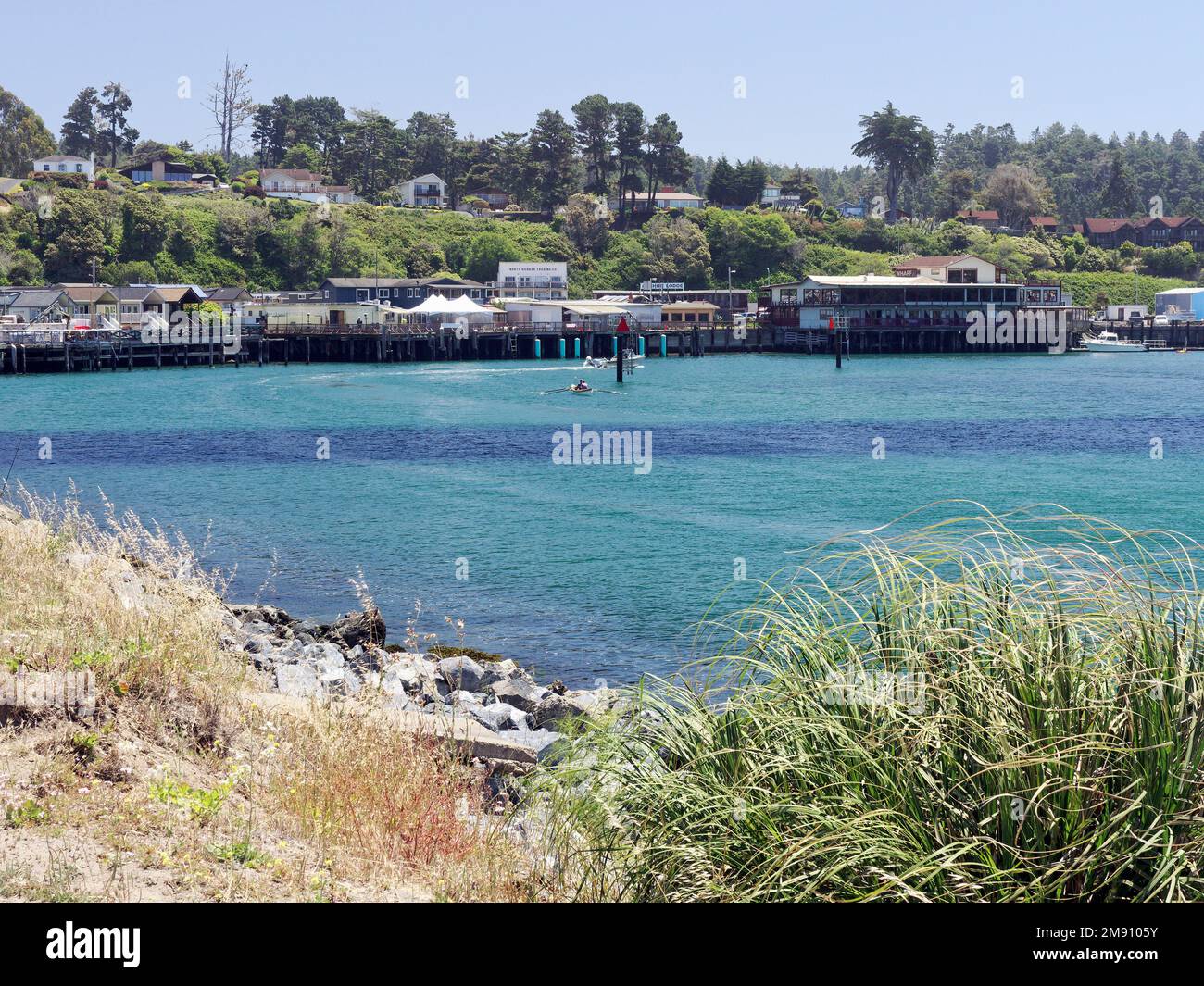The rocky, rugged and wild mouth of the Noyo River, Noyo, Mendocino ...