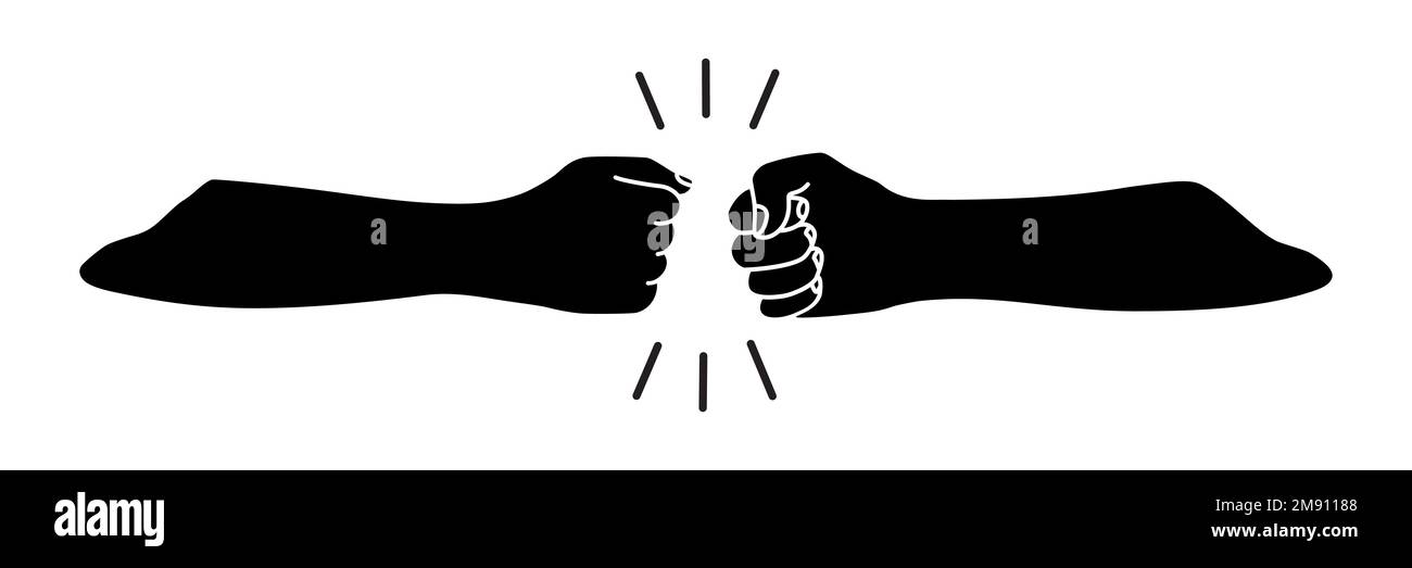 Fist bumping banner hand drawn black silhouette Stock Vector Image ...
