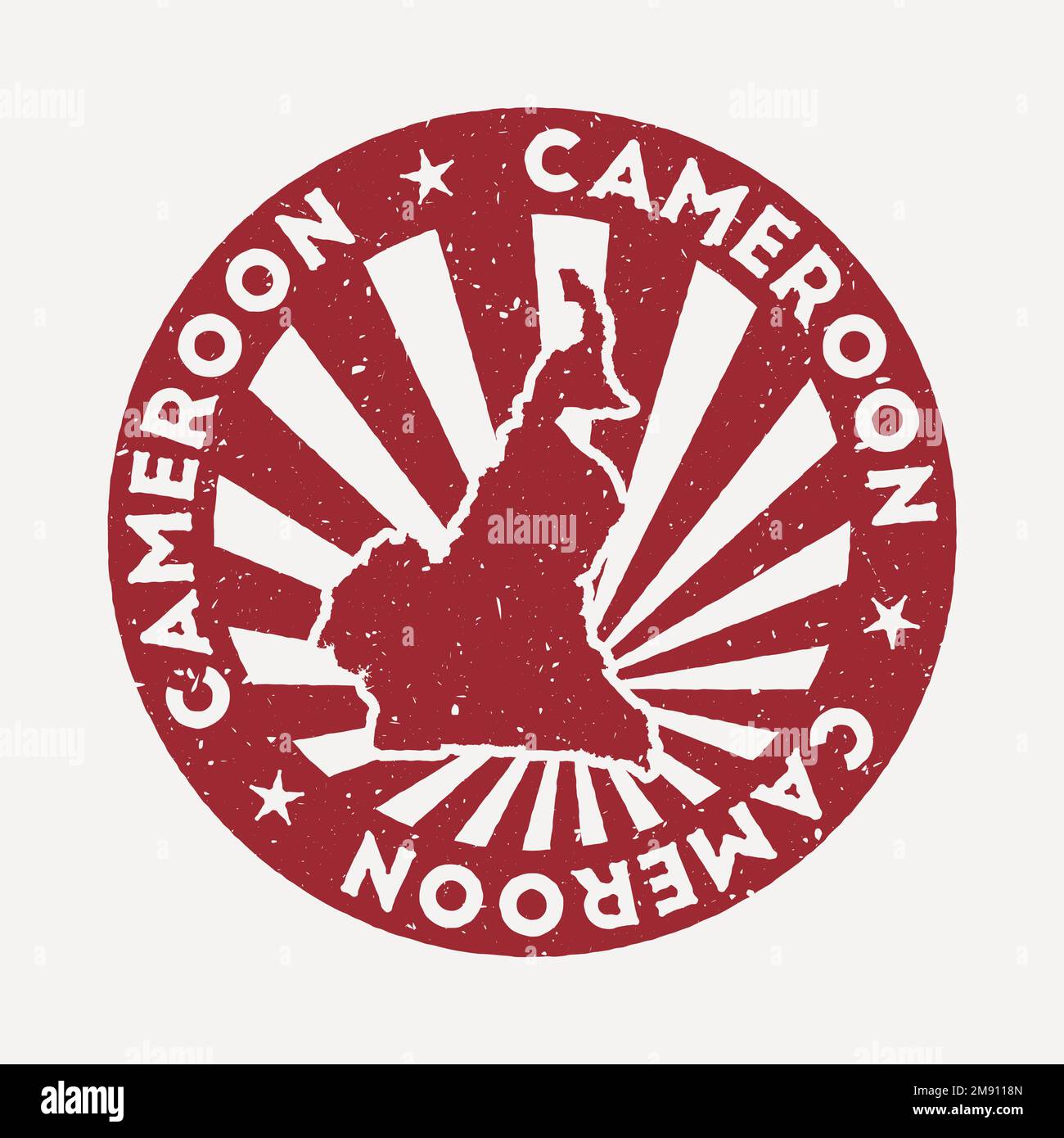 Cameroon stamp. Travel red rubber stamp with the map of the country ...