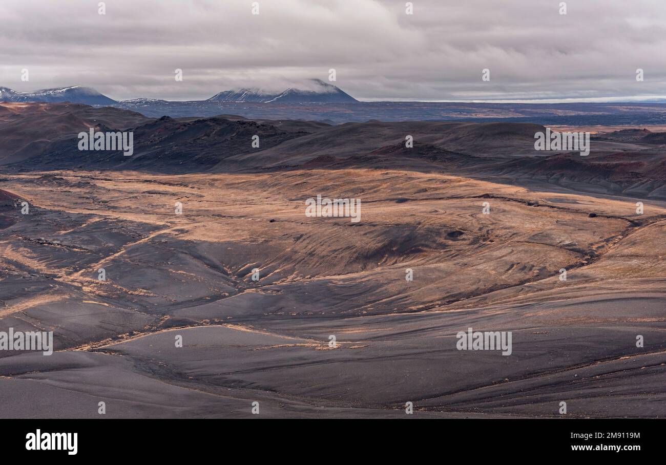 Hverfjall also known as Hverfell. Iceland. Landscape. Ring volcano with ...