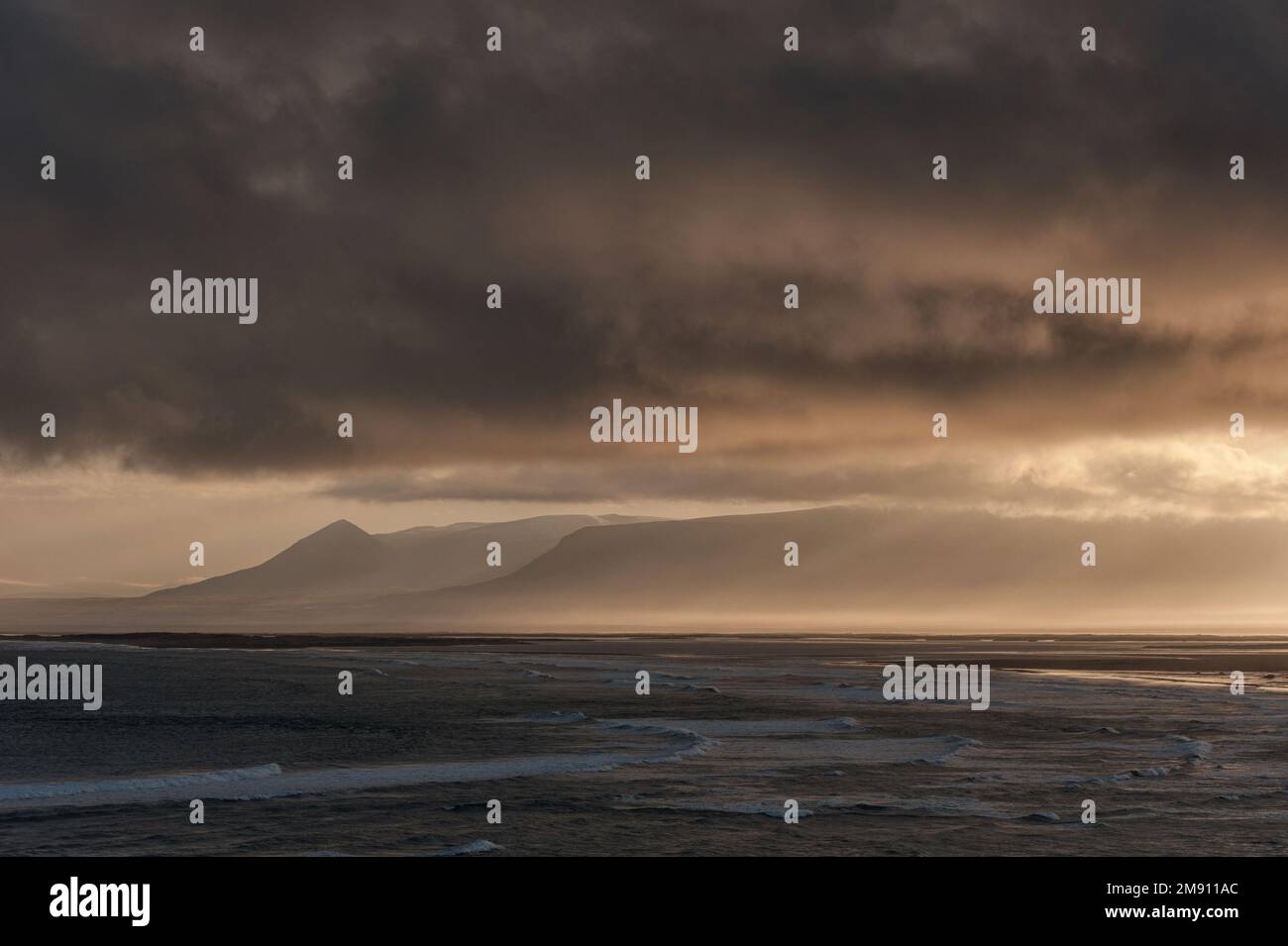 Iceland Landscape with Ocean Water and Clouds in Background Stock Photo ...