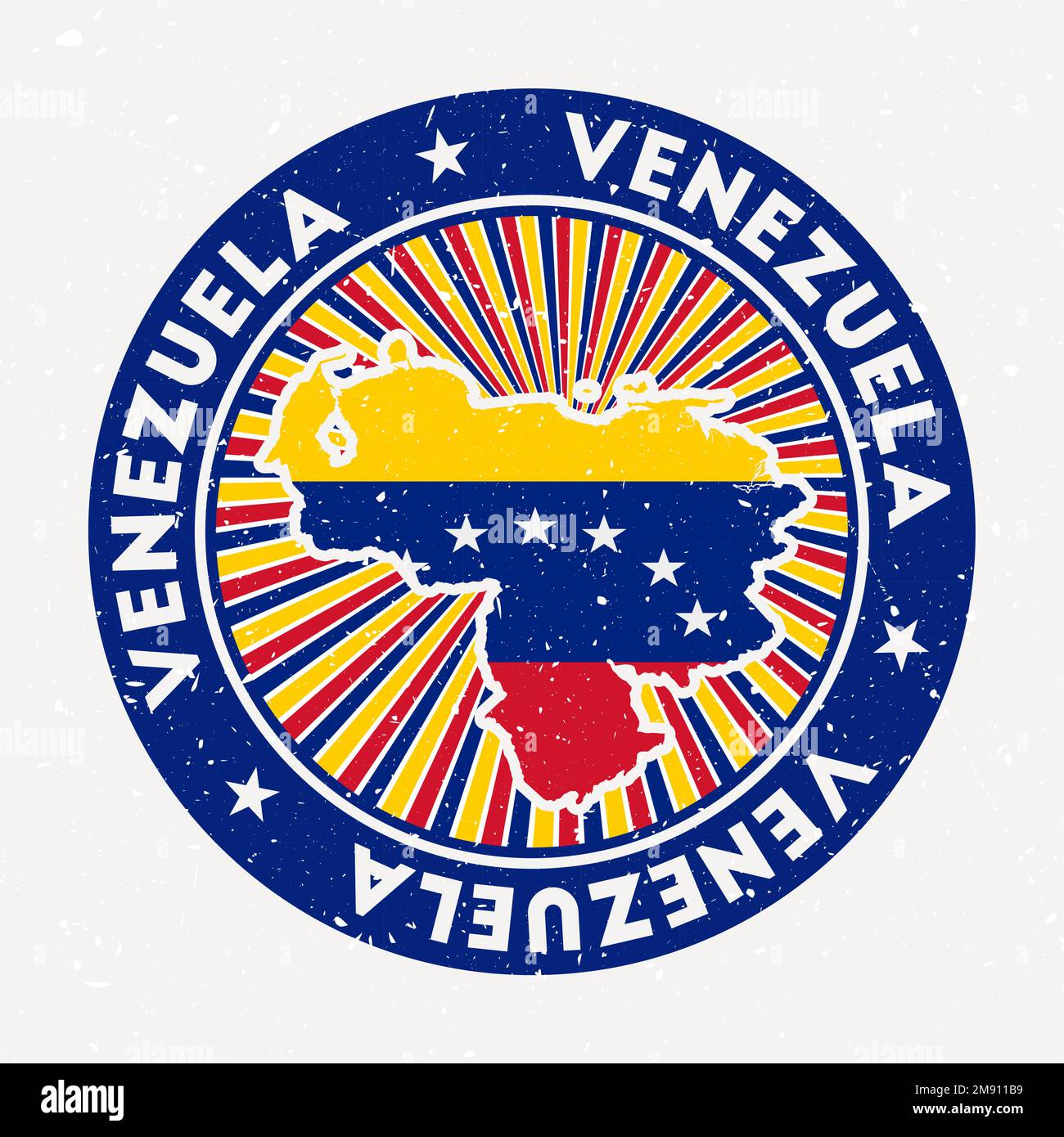 Venezuela round stamp. Logo of country with flag. Vintage badge with ...