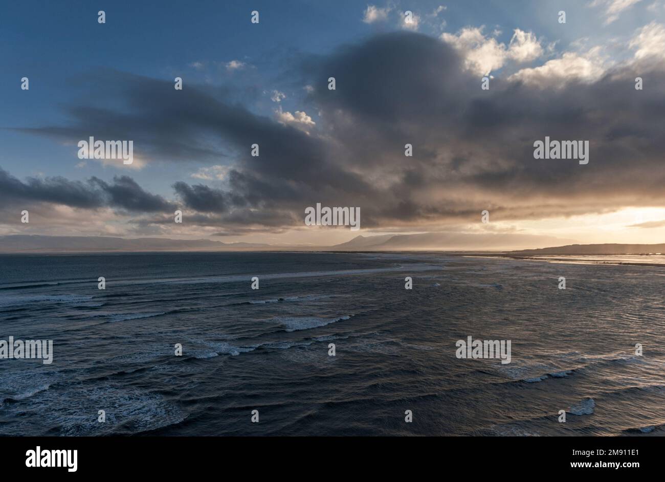 Iceland Landscape with Ocean Water and Clouds in Background Stock Photo ...