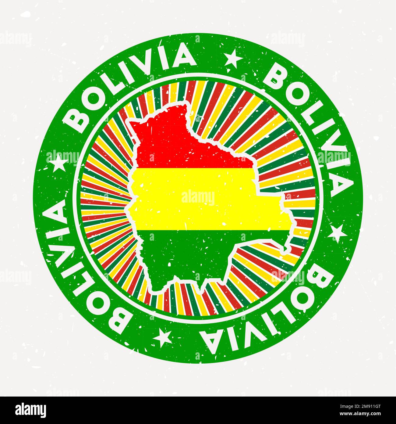 Bolivia round stamp. Logo of country with flag. Vintage badge with ...