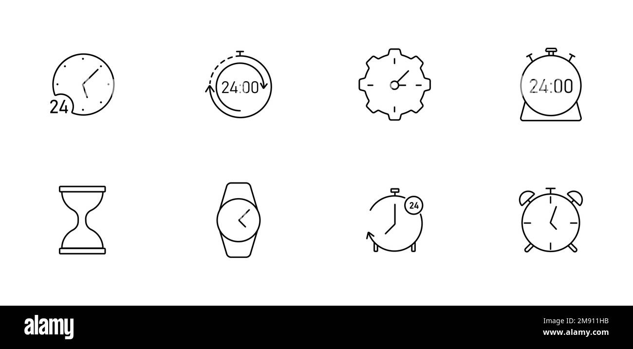 Time And Clock Line Icons Vector Linear Icon Set Stock Vector Image