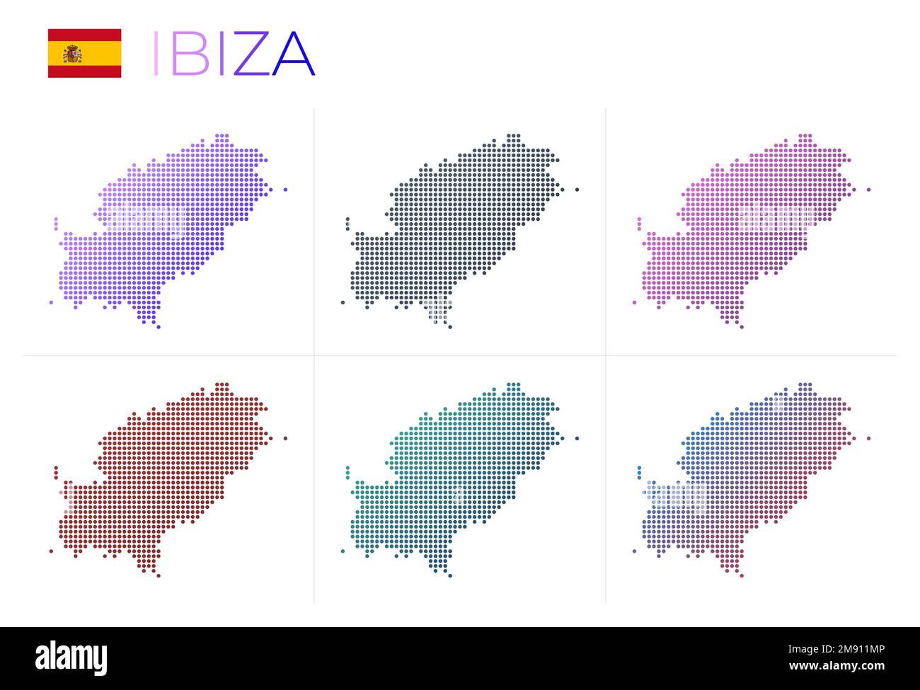 Ibiza dotted map set. Map of Ibiza in dotted style. Borders of the ...