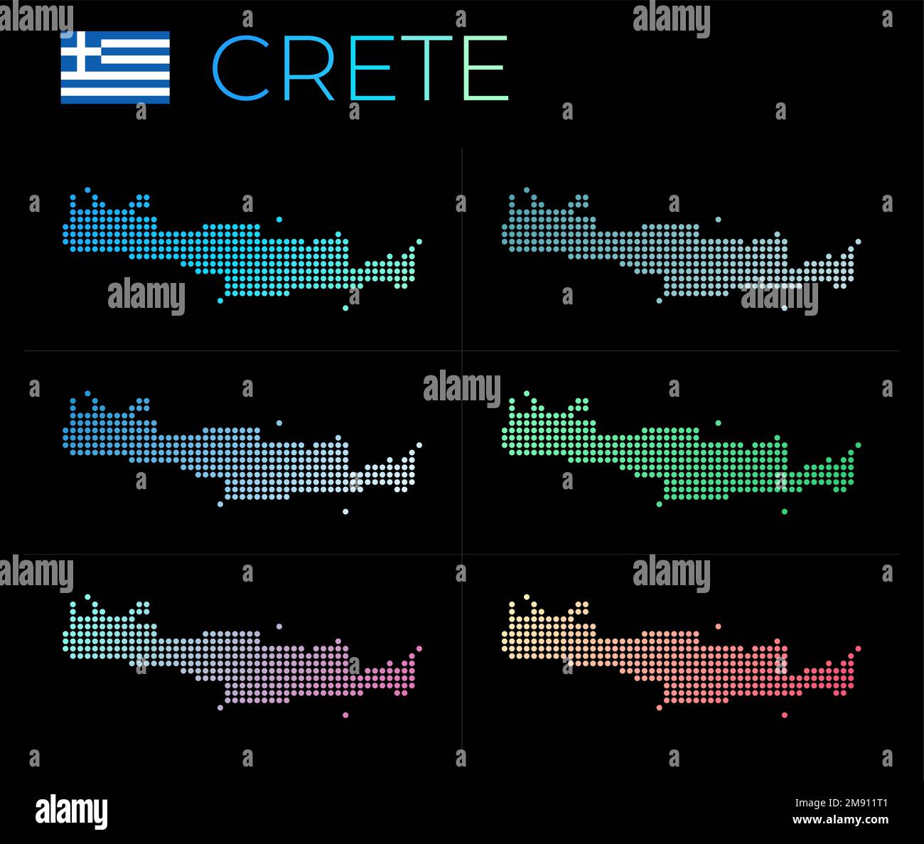 Crete dotted map set. Map of Crete in dotted style. Borders of the ...