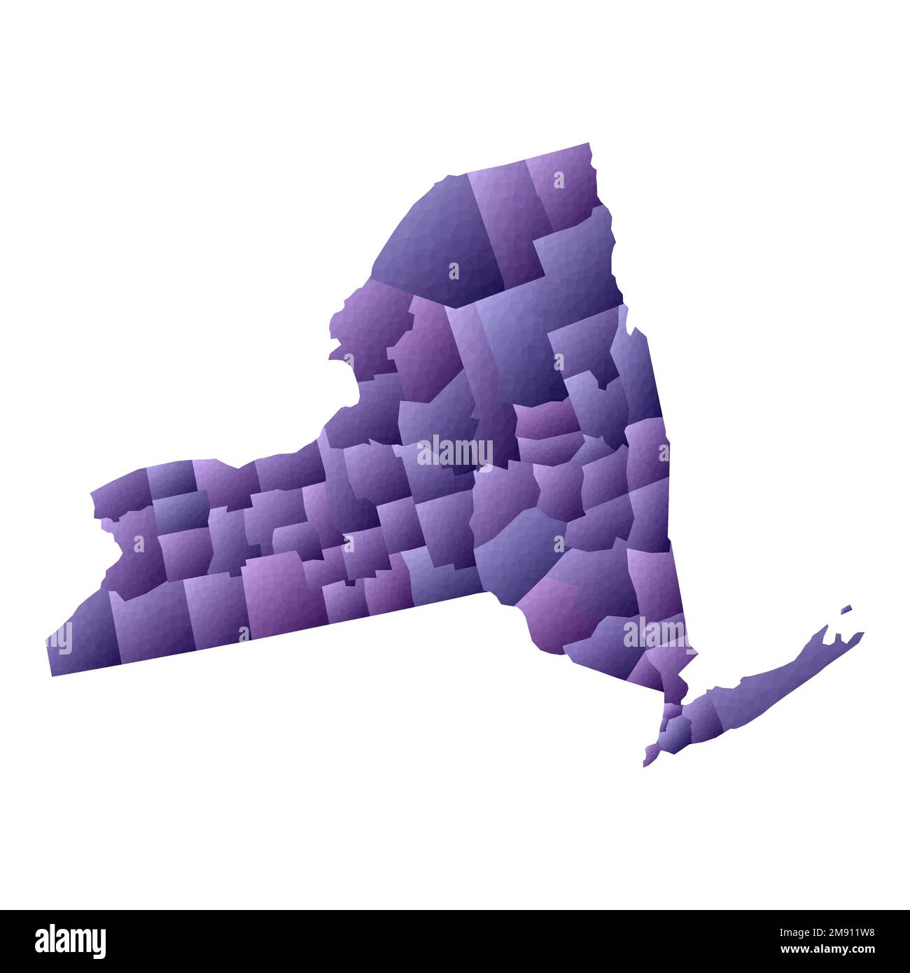 New York map. Geometric style US state outline with counties. Divine ...