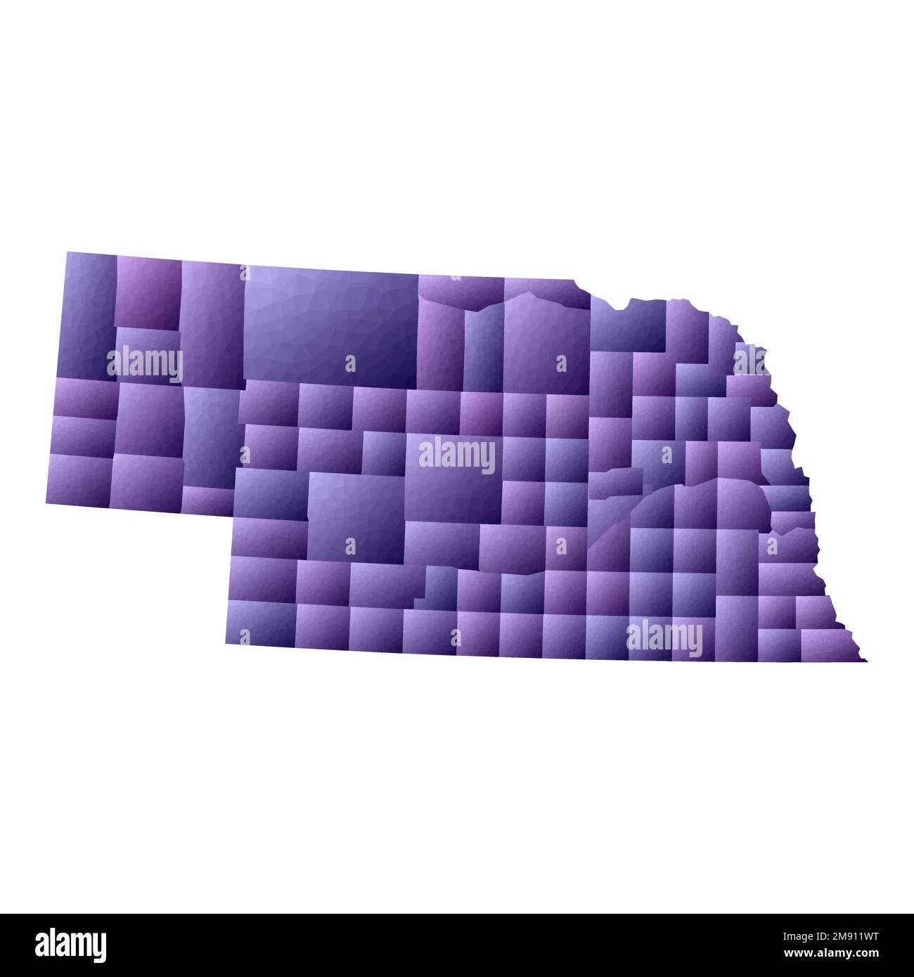 Nebraska map. Geometric style US state outline with counties. Cute ...