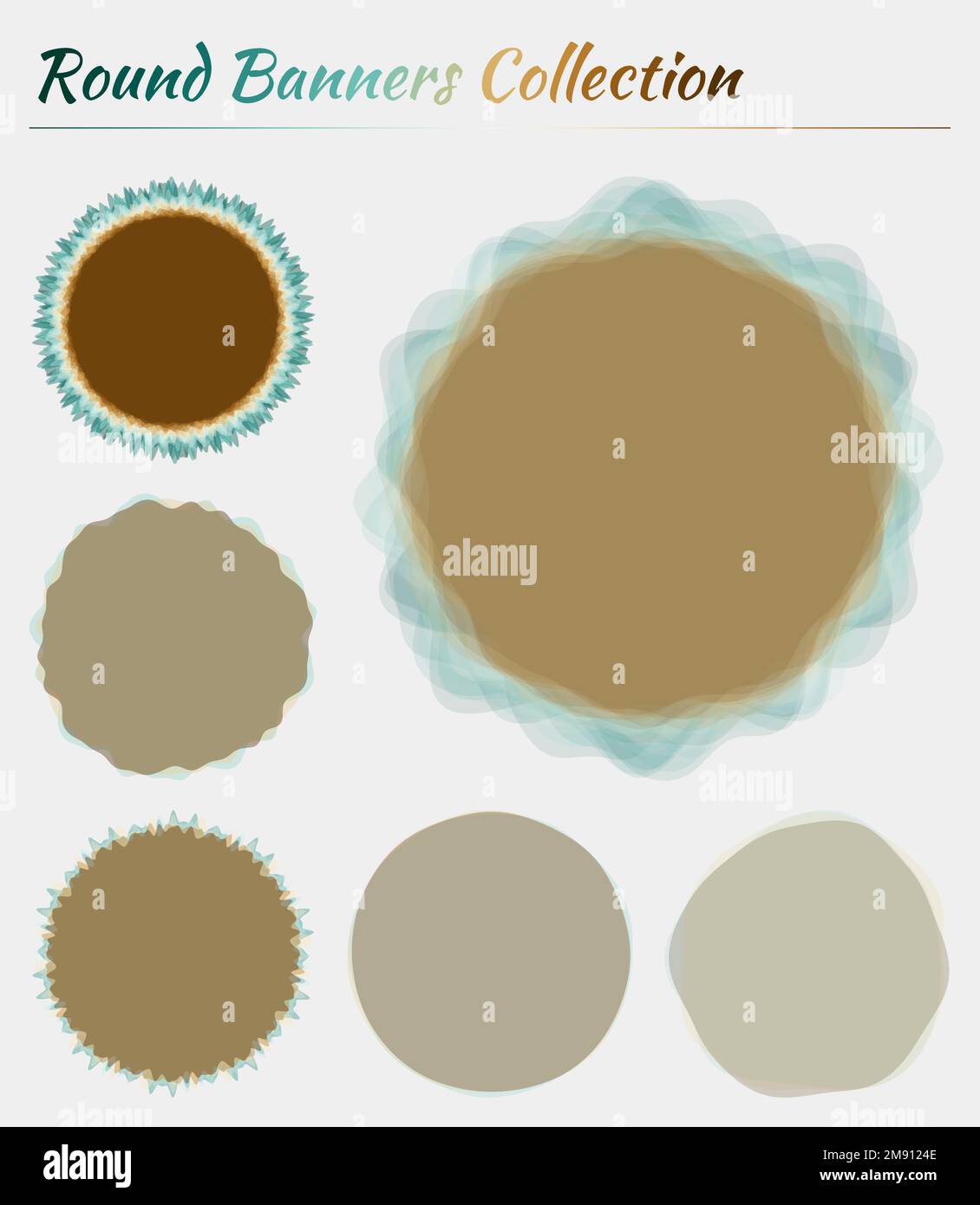 Abstract round labels. Circular backgrounds in brown, blue, and green ...