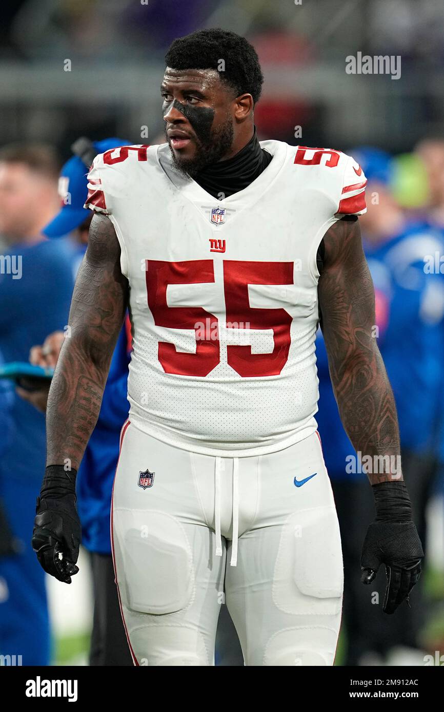 New York Giants linebacker Jihad Ward (55) stands on the sideline ...