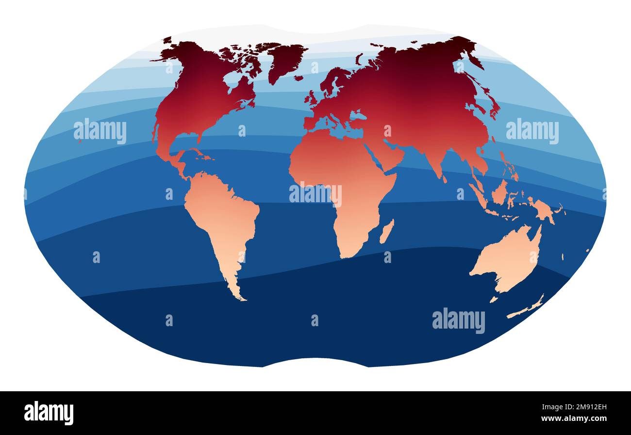 World Map Vector. Ginzburg IV projection. World in red-orange gradient ...