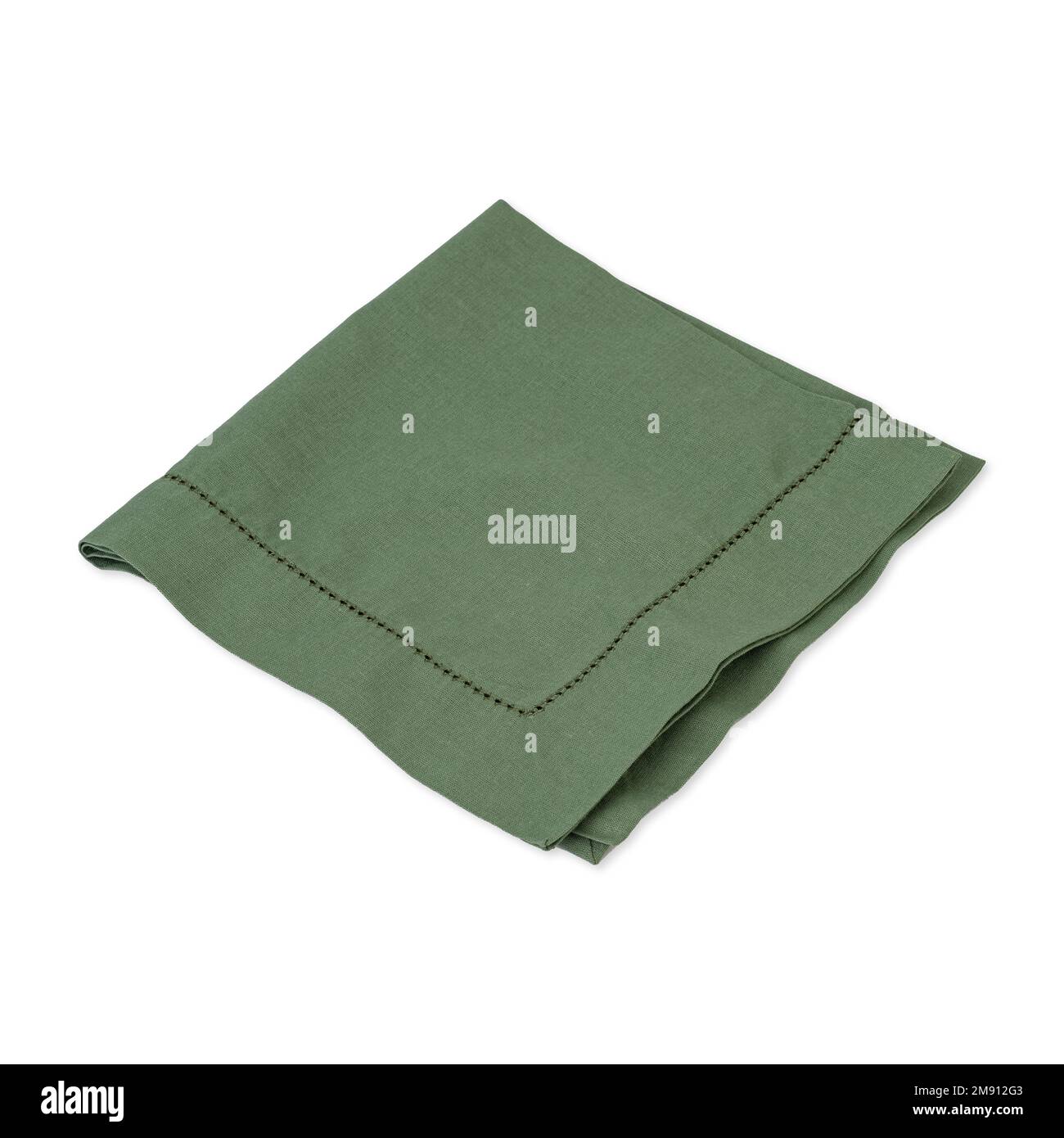Folded green tissue napkin isolated over white background Stock Photo ...