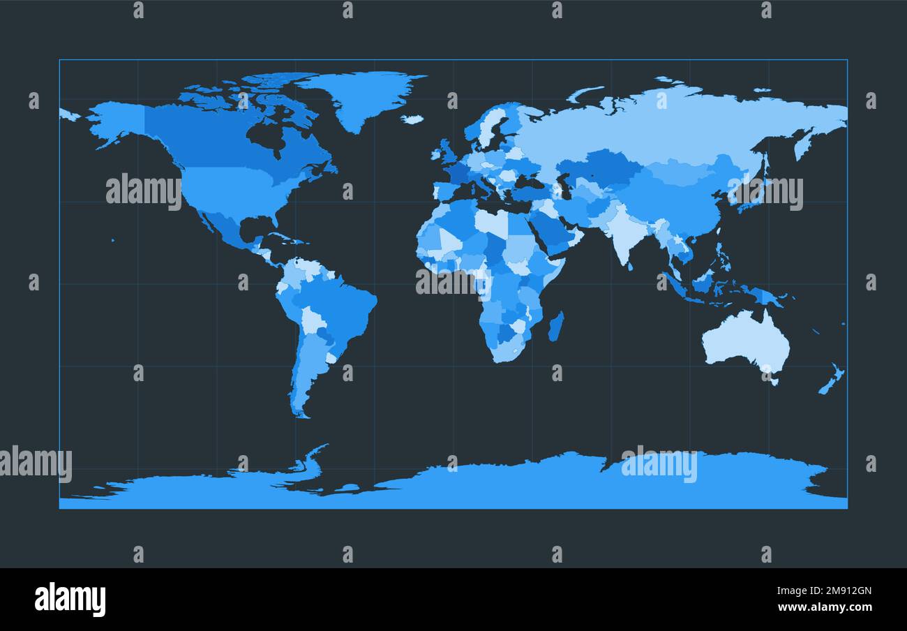 World Map. Patterson cylindrical projection. Futuristic world ...