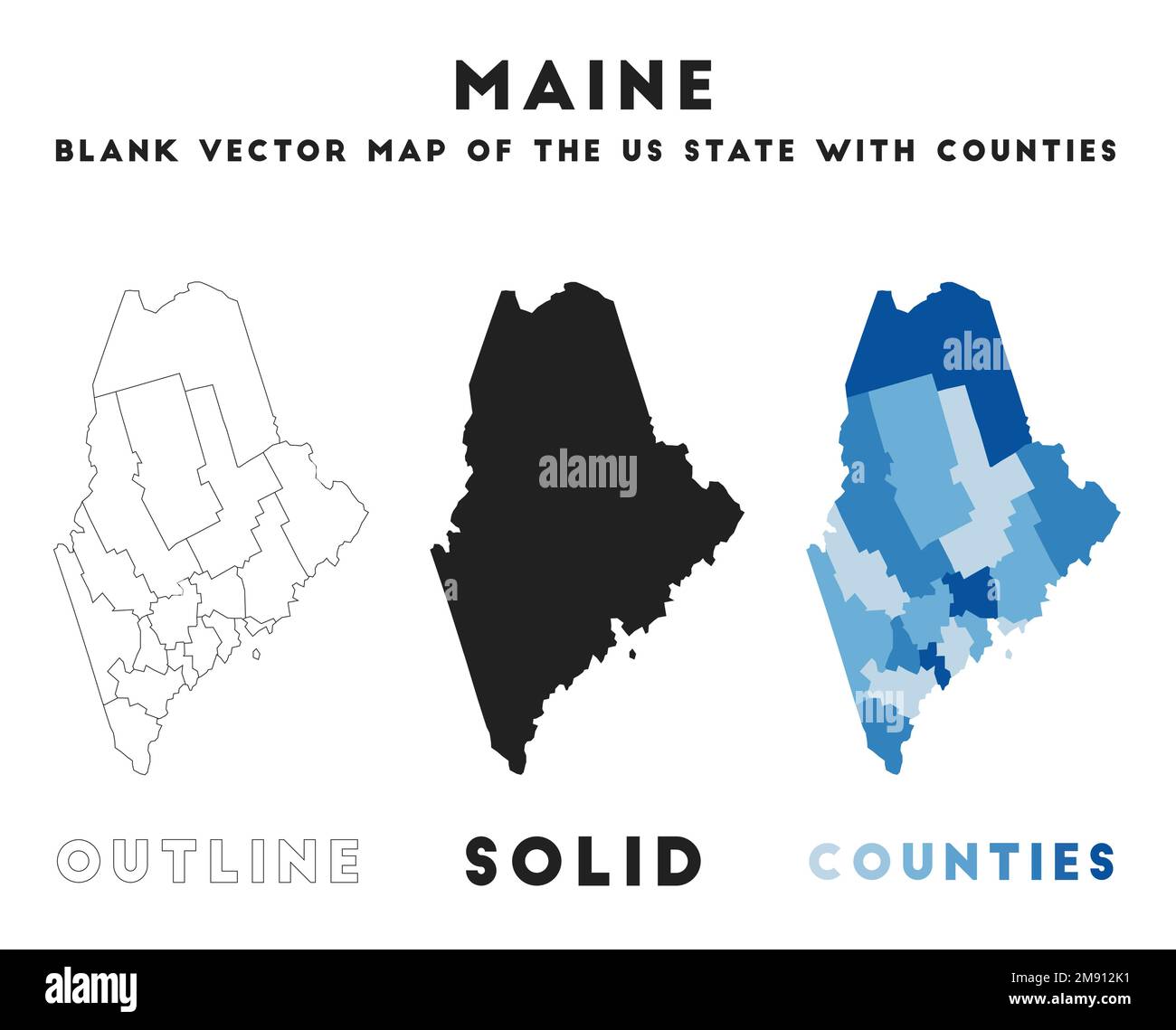 Maine map. Borders of Maine for your infographic. Vector US state shape ...