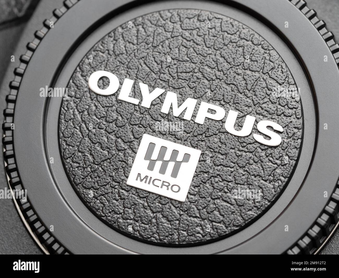 Galati, Romania - January 12, 2023: OM System presenting the new M43 mirrorless camera OM-1 to ...