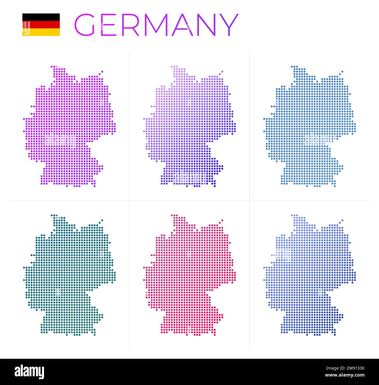 Germany dotted map set. Map of Germany in dotted style. Borders of the ...