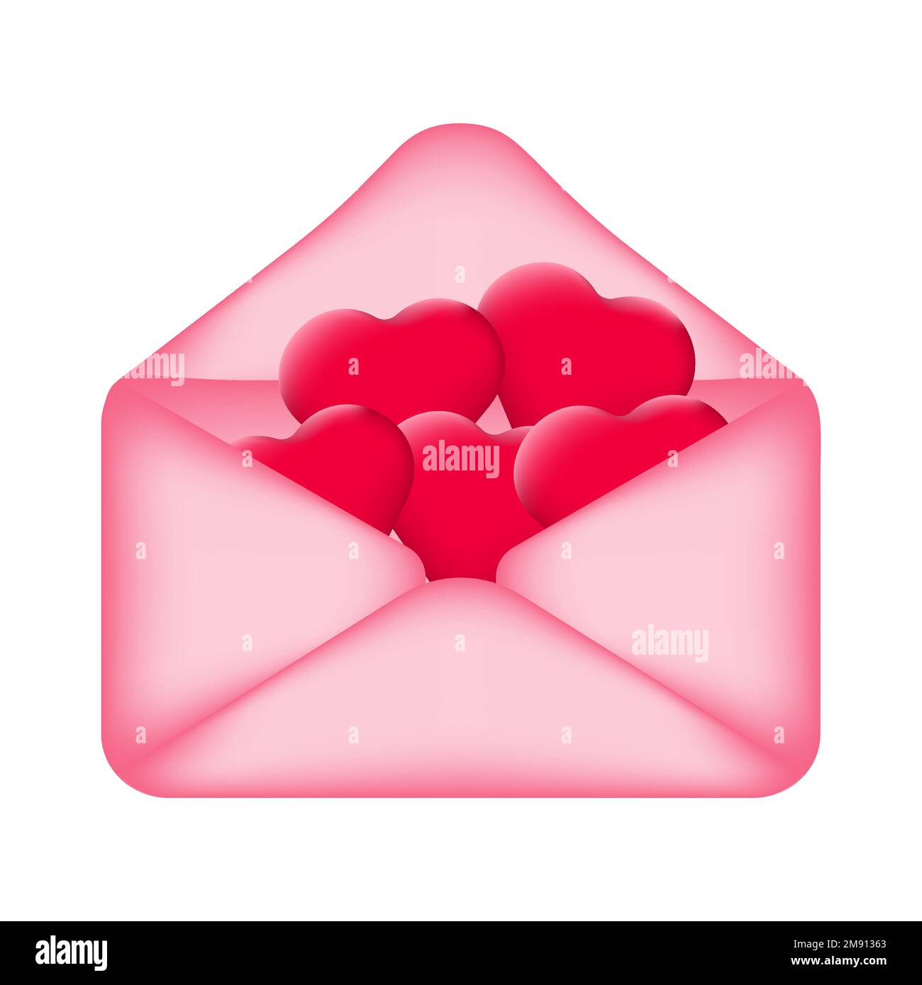 Mail envelope filled with hearts. Surprise for a loved one, a gift for ...