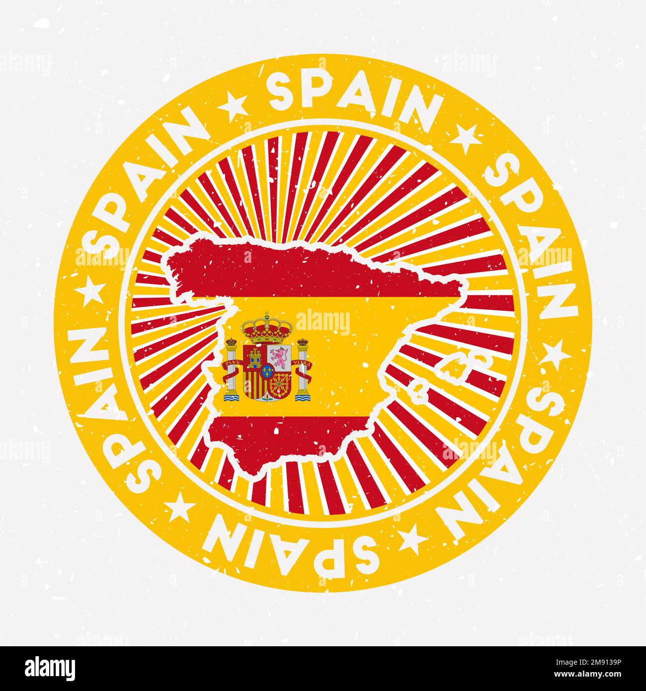 Spain round stamp. Logo of country with flag. Vintage badge with ...