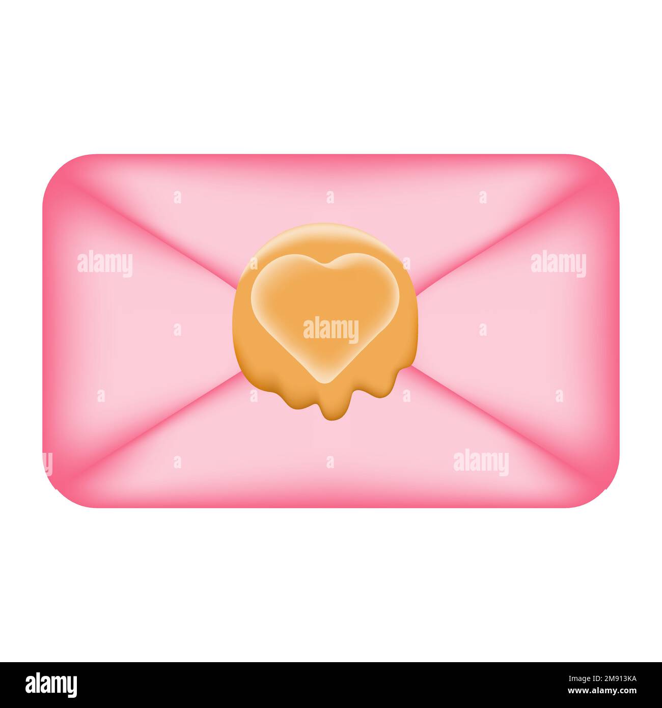 Pink envelope with a love message. Postal envelope sealed with sealing ...