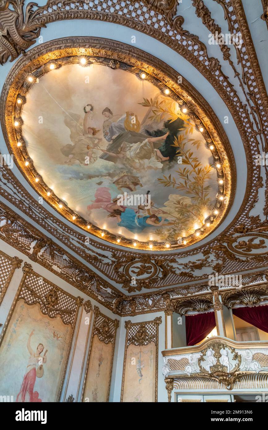 Interior ceiling detail of the Macedonio Alcala Theater in the historic ...