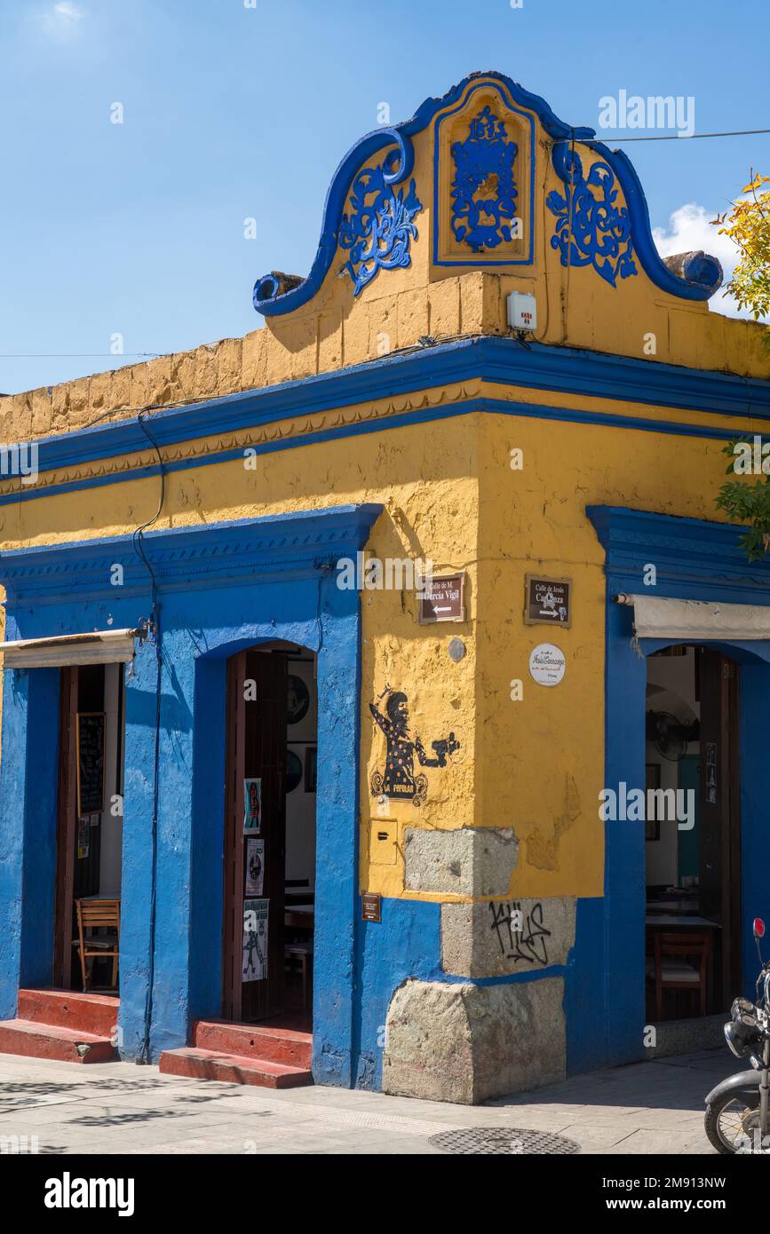 Colorful historic building from the Spanish colonial era in the ...