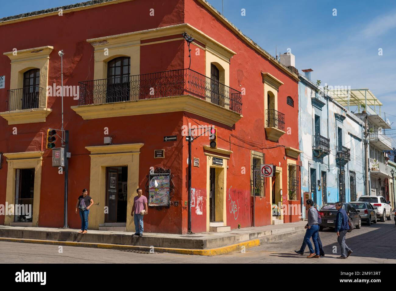 Colonial architecture in the historic center of Oaxaca, Mexico. A ...